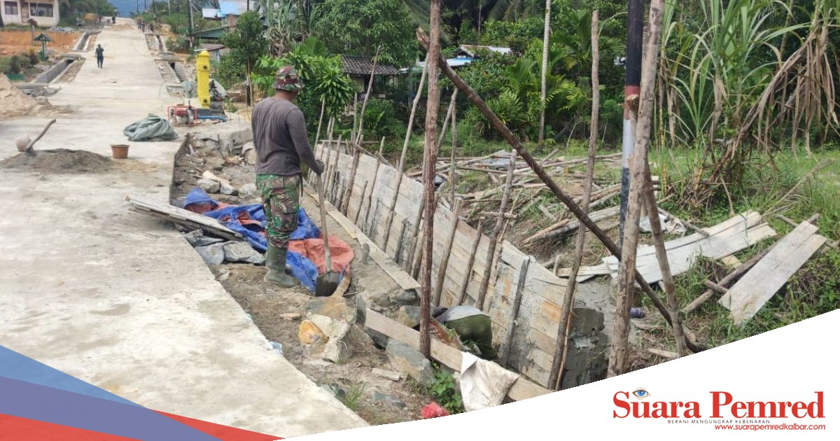 Perkuat Pembuatan Jalan, Pembangunan Talud Penahan Tebing Program TMMD Regtas ke-115 Kodim 1202 ...