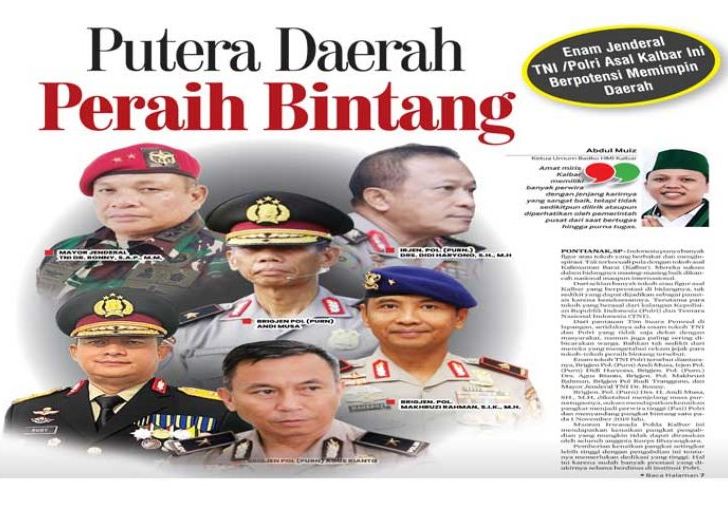 Putera Daerah Peraih Bintang, Enam Jendral TNI-POLRI Asal Kalbar Ini ...