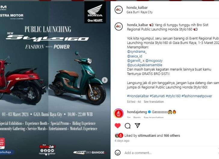 Astra Motor Gelar Event Regional Public Launching Honda Stylo160 di ...
